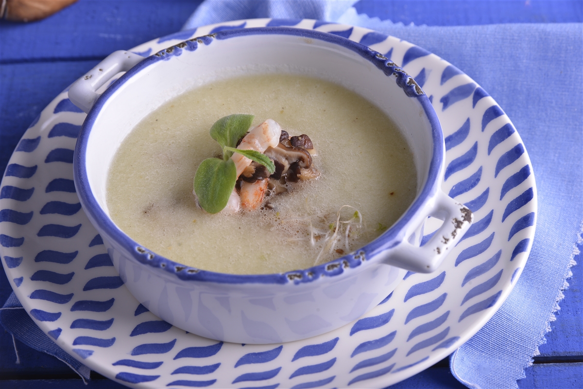 Melón con hongos y gambas - El Gourmet